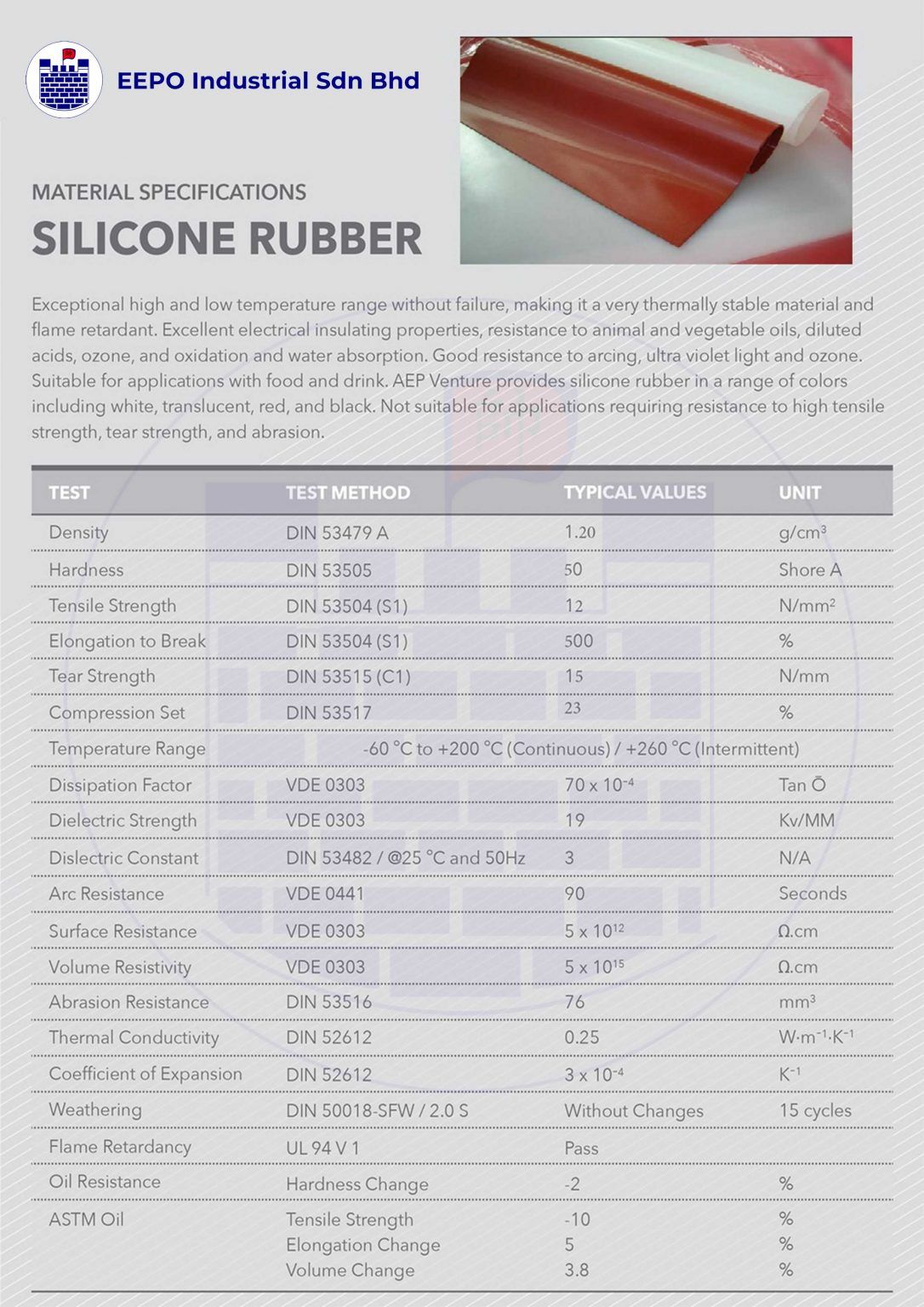 Silicone Rubber Sheet Malaysia | Products - EEPO Industrial Sdn Bhd